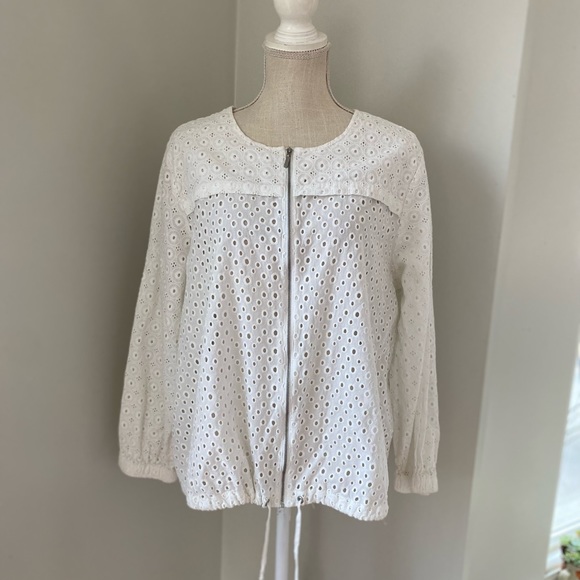 Ruby Rd. | Jackets & Coats | Ruby Rd White Eyelet Zip Front Jacket ...